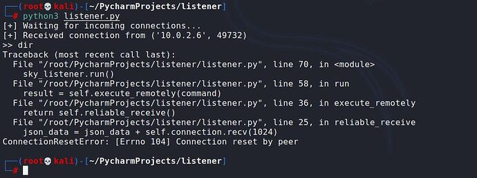 Backdoor packaging - ConnectionResetError - Python - Cyber Security ...