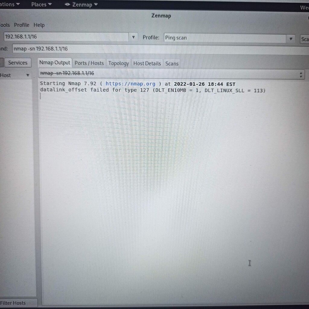 Zenmap ERROR Datalink offset Failed For Type 127 DLT EN10MB 1 DLT zenmap-error-datalink-offset-failed-for-type-127-dlt-en10mb-1-dlt
